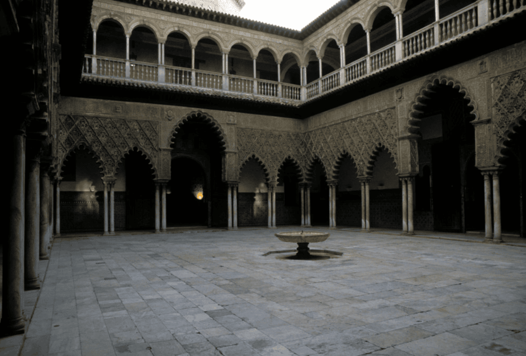 The Courtyard of the Maidens in the Real Alcázar of Seville, Spain ...